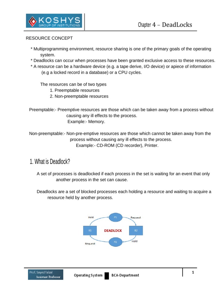 Unit 2 Chapter 4 Deadlock Pdf Process Computing Computer Science