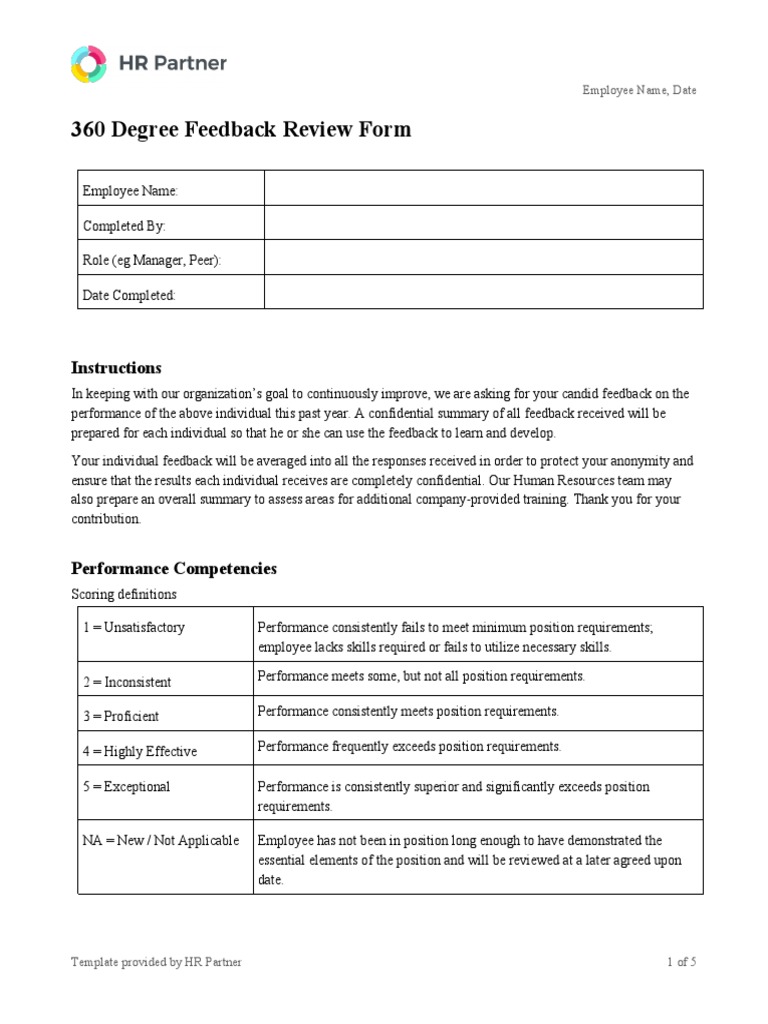 360 Degree Feedback Review Form | PDF | Communication | Human Nature