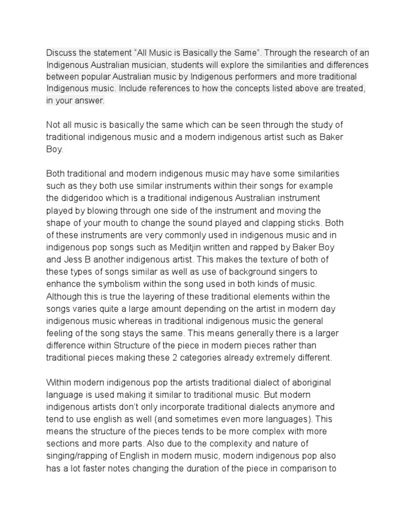 Indigenous Music: Tradition vs. Modern | PDF | Indigenous Australians ...