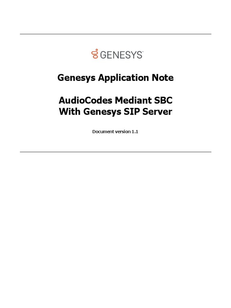 AudioCodes Mediant SBC SIP Server Application Note | PDF | Session ...