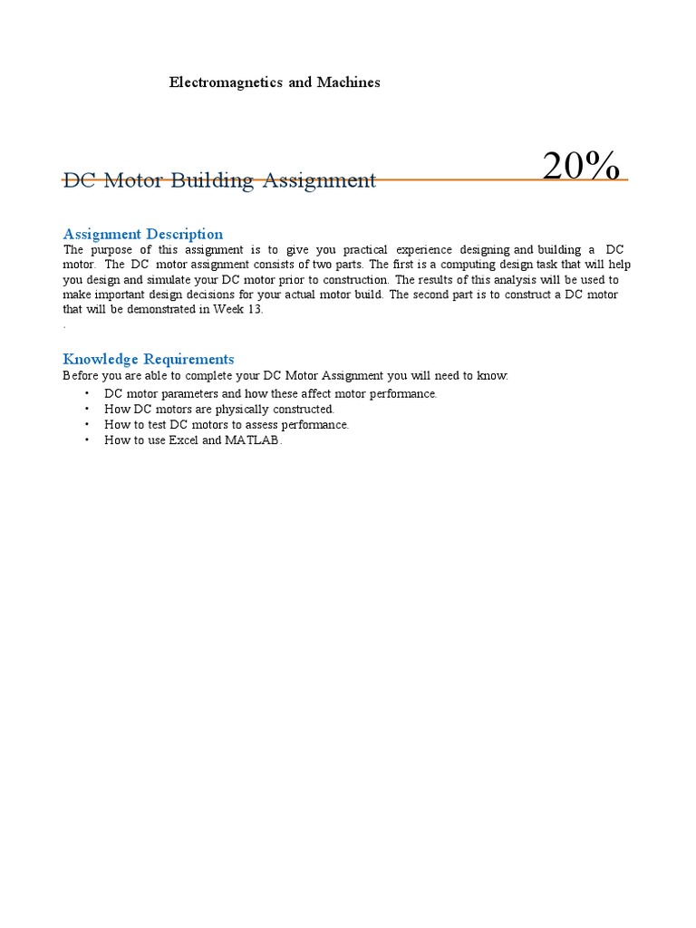 DC Motor Project Description | PDF | Electric Motor | Electrical Components