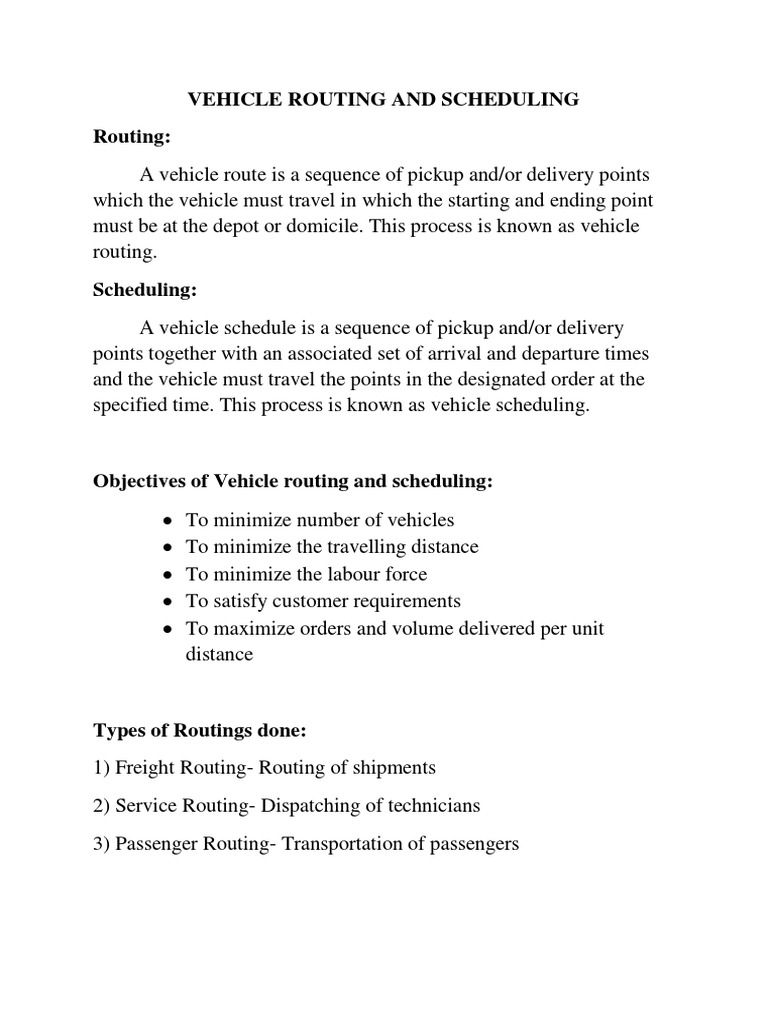 VEHICLE ROUTING AND SCHEDULING by SRINIVAS | PDF | Routing | Applied ...