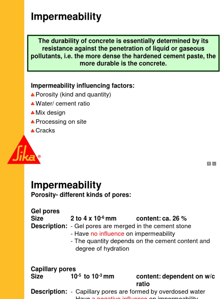 Impermeability in Concrete | PDF | Porosity | Concrete