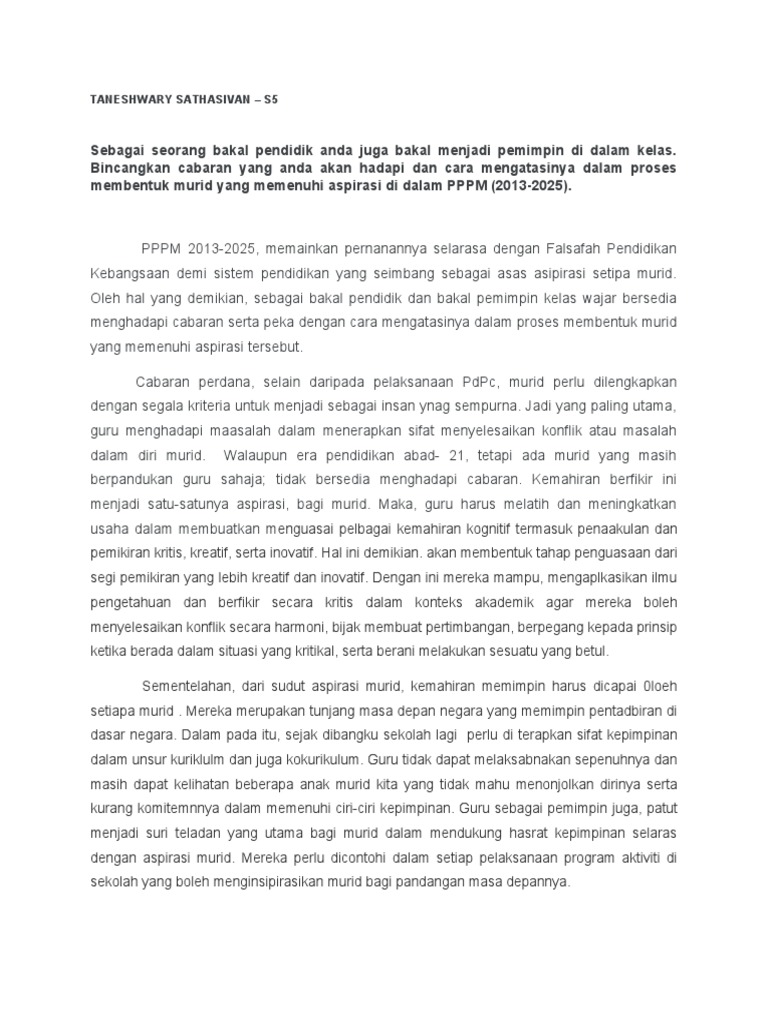 PPPM 2013-2025 aspirasi murid cabaran guru | PDF