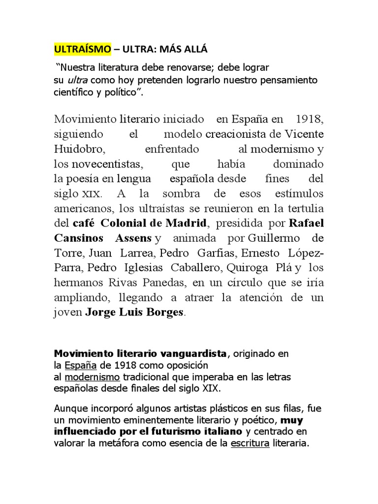 ULTRAÍSMO | PDF | Movimientos | Poesía