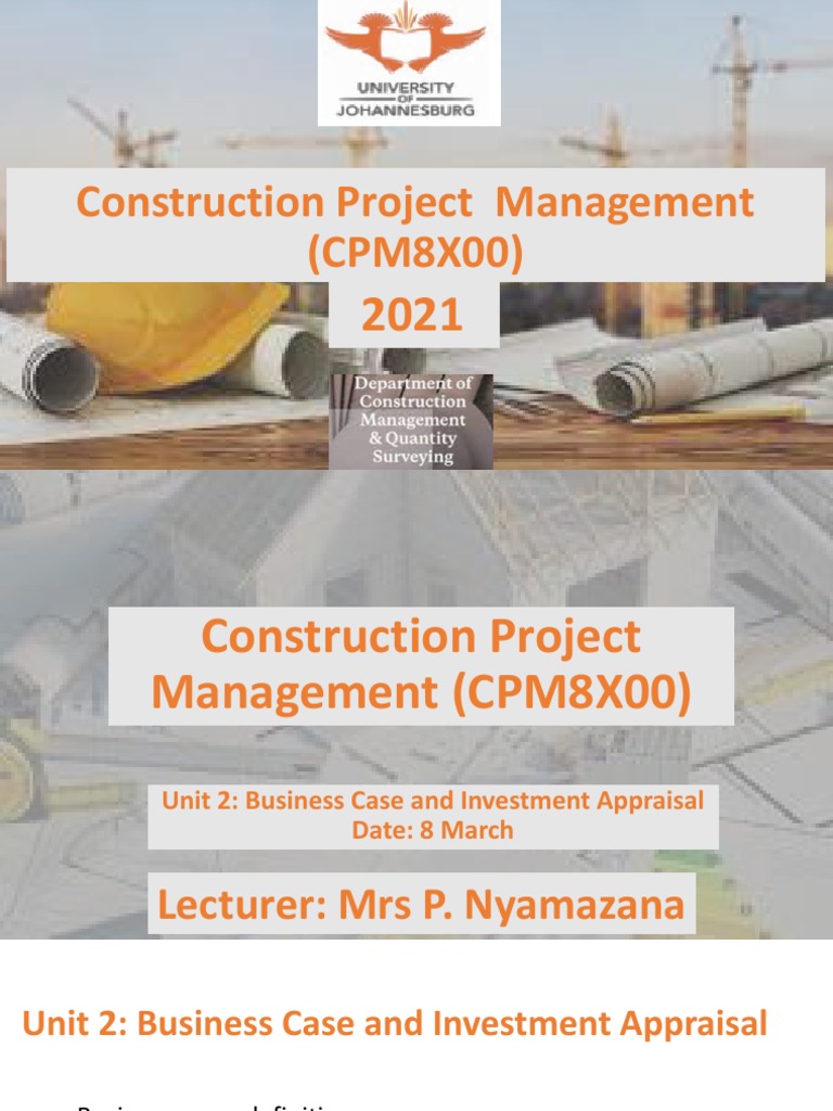 Construction Project Management - 2021 (CPM8X00) - Week3 - Business ...