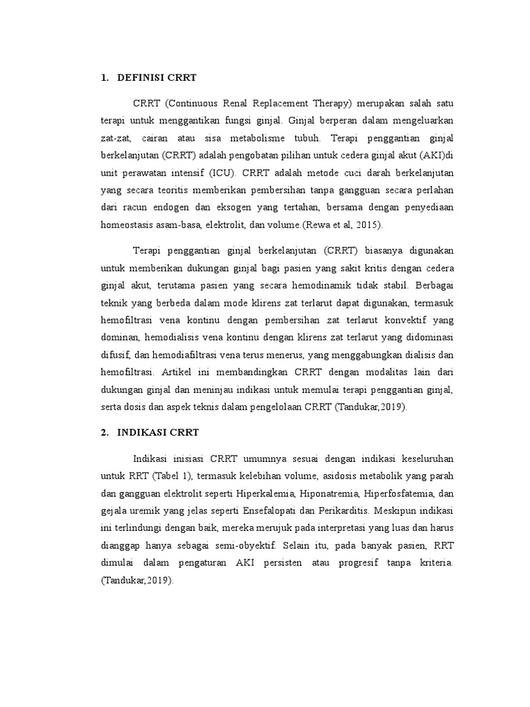 Definisi & Indikasi CRRT | PDF