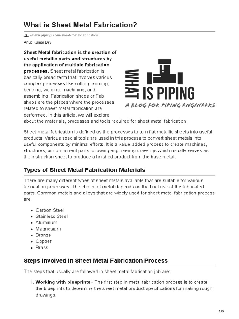 What Is Sheet Metal Fabrication | PDF | Sheet Metal | Metal Fabrication