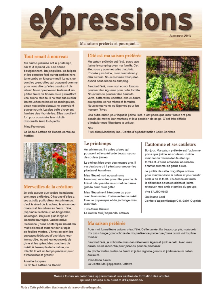 Ma Saison Preferee | PDF | Printemps | Automne