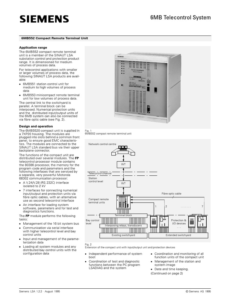 6MB Telecontrol System: 6MB552 Compact Remote Terminal Unit | PDF ...
