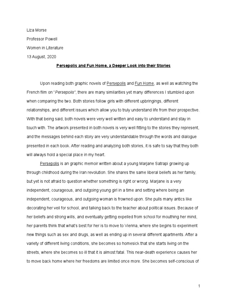Compare and Contrast Persepolis and Fun Home | PDF