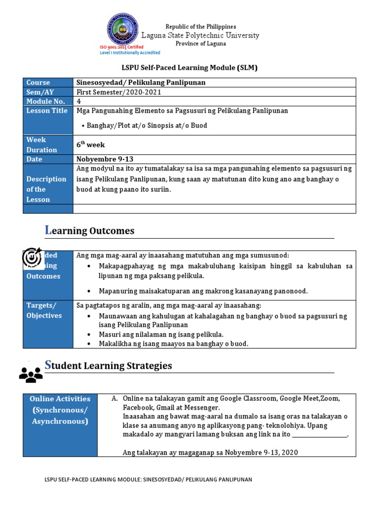 Lspu Module 4 Sinesos | PDF