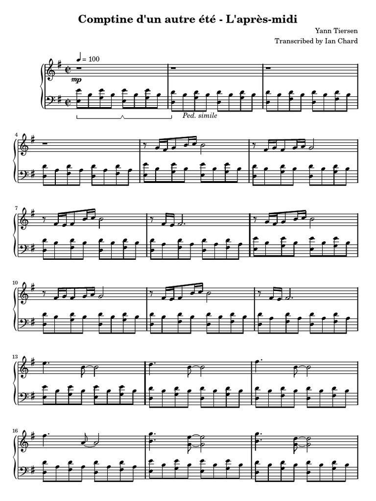 "Comptine d'un autre été Sheet Music" | PDF | Entertainment (General)