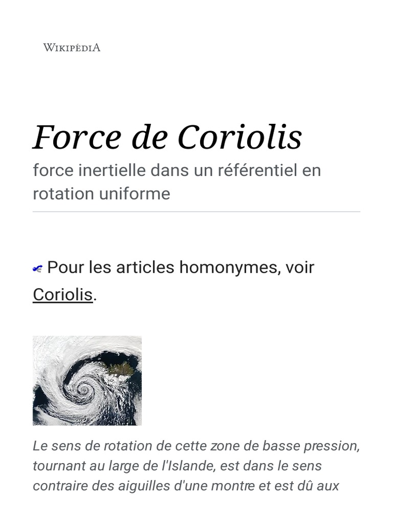 Définition de la force de Coriolis | PDF | Rotation | Quantité
