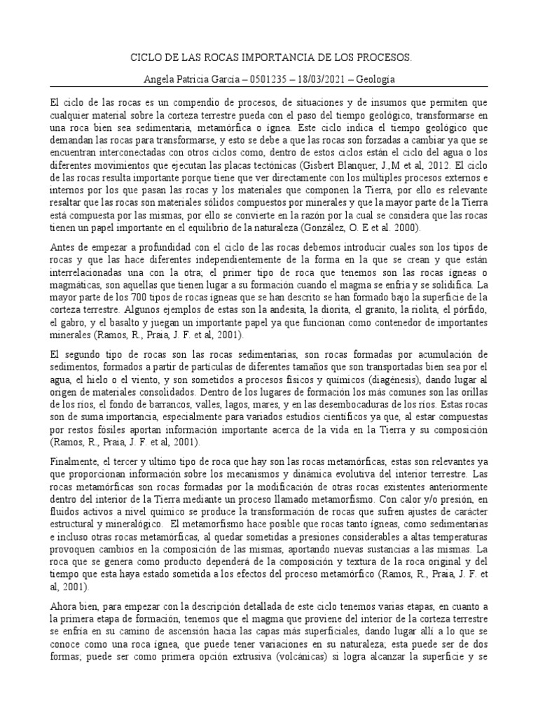 Ciclo de Las Rocas Importancia de Los Procesos | PDF | Roca (geología ...