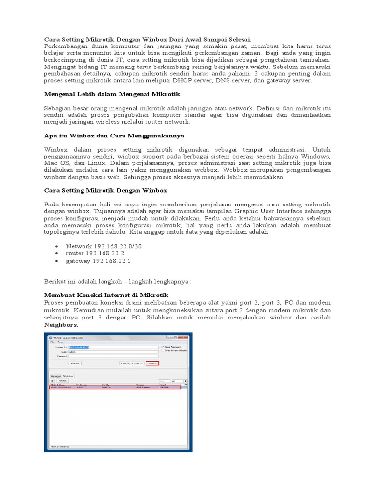 Panduan Lengkap Setting Mikrotik Winbox | PDF | Komputer