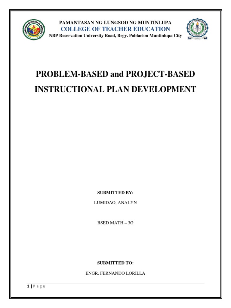Problem-Based and Project-Based Instructional Learning Plan | PDF ...