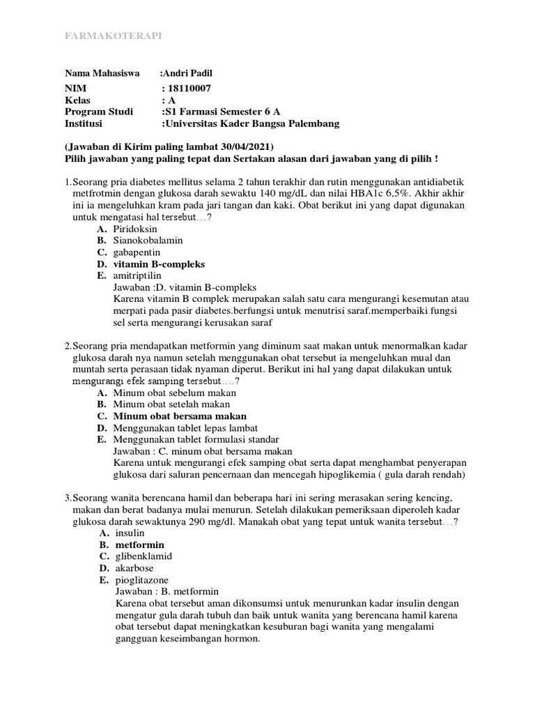 Andri Padil 18110007 Tugas Farmakoterapi 3 Pdf