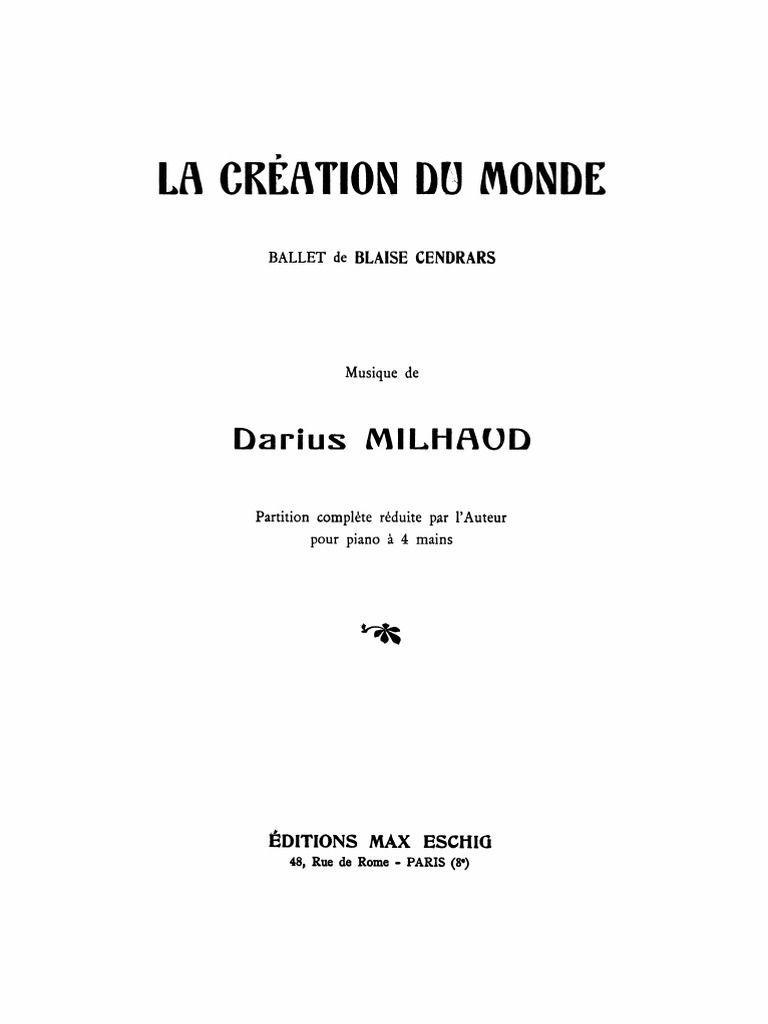 La Creation Du Monde - Milhaud | PDF
