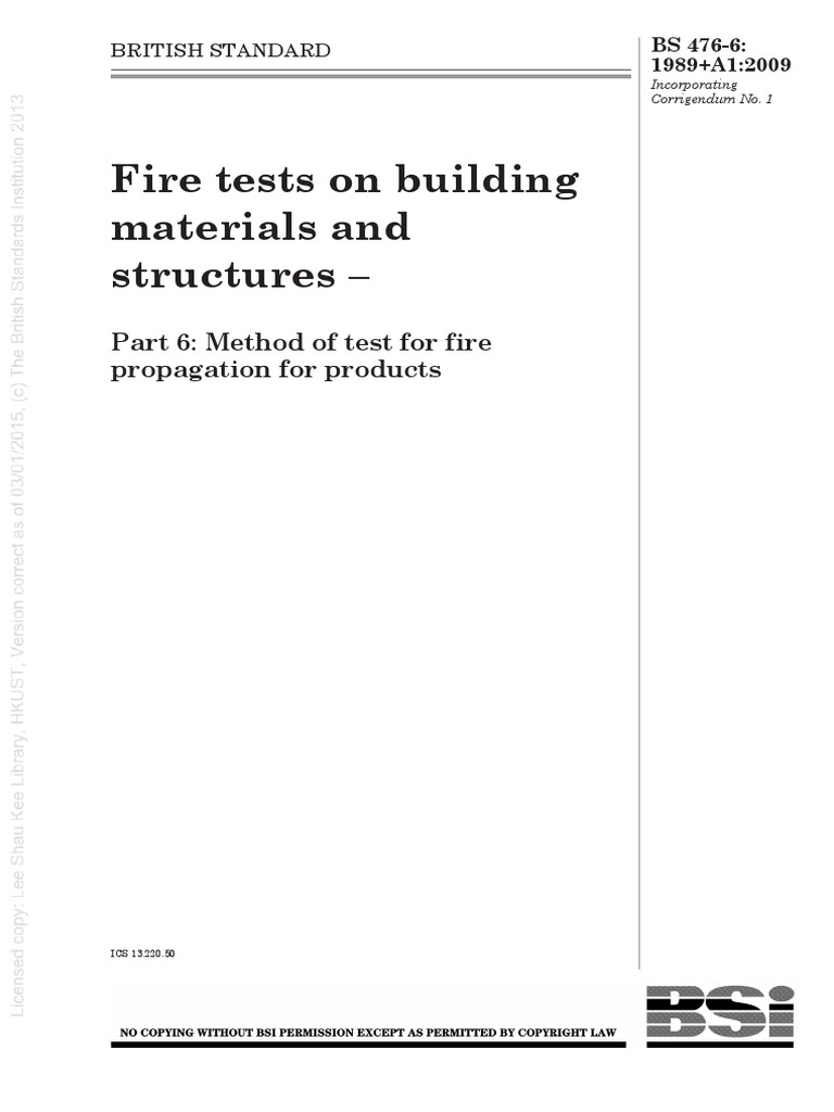 Fire Tests On Building Materials and Structures - : Part 6: Method of ...