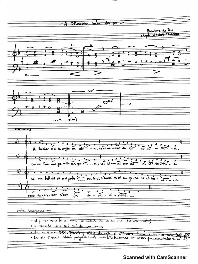 A Chantar M'er de So - Beatriz Do Dia (Arr. J. Fajardo) | PDF