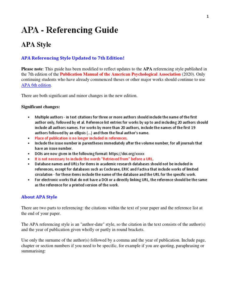 APA 7th Ed | PDF | Apa Style | Psychology