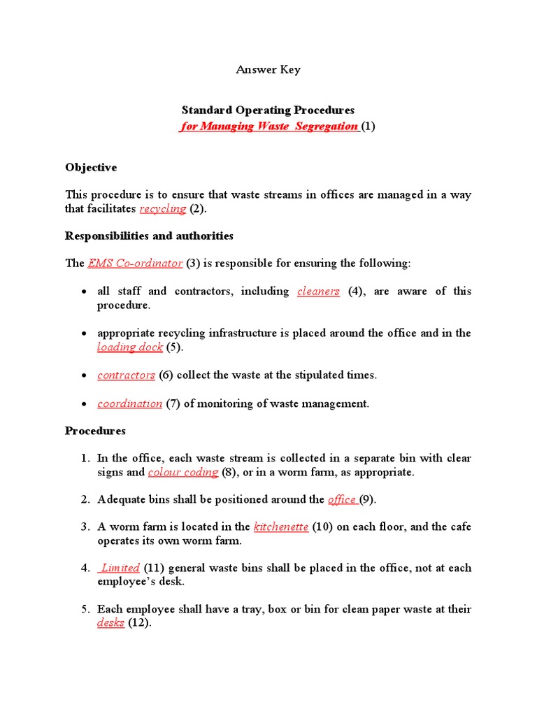 Waste Segregation SOP for Offices | PDF | Recycling | Waste