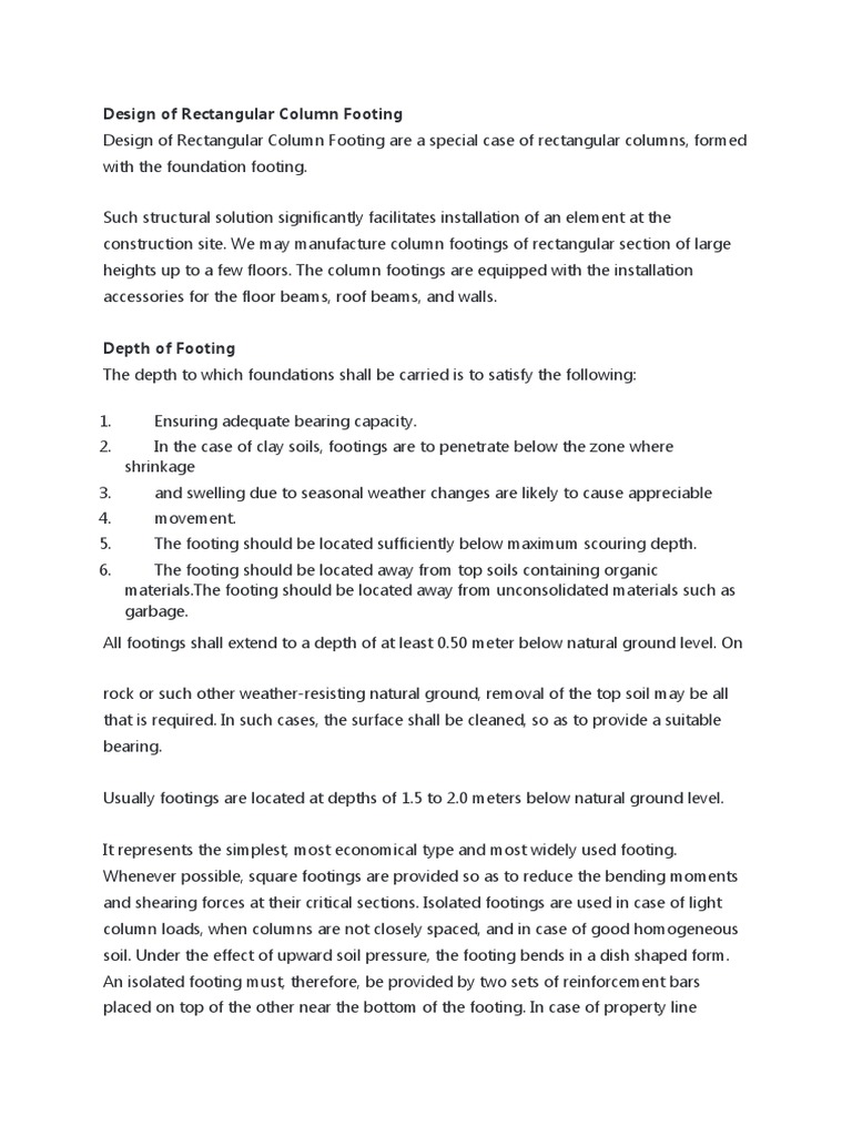 Design of Rectangular Column Footing | PDF