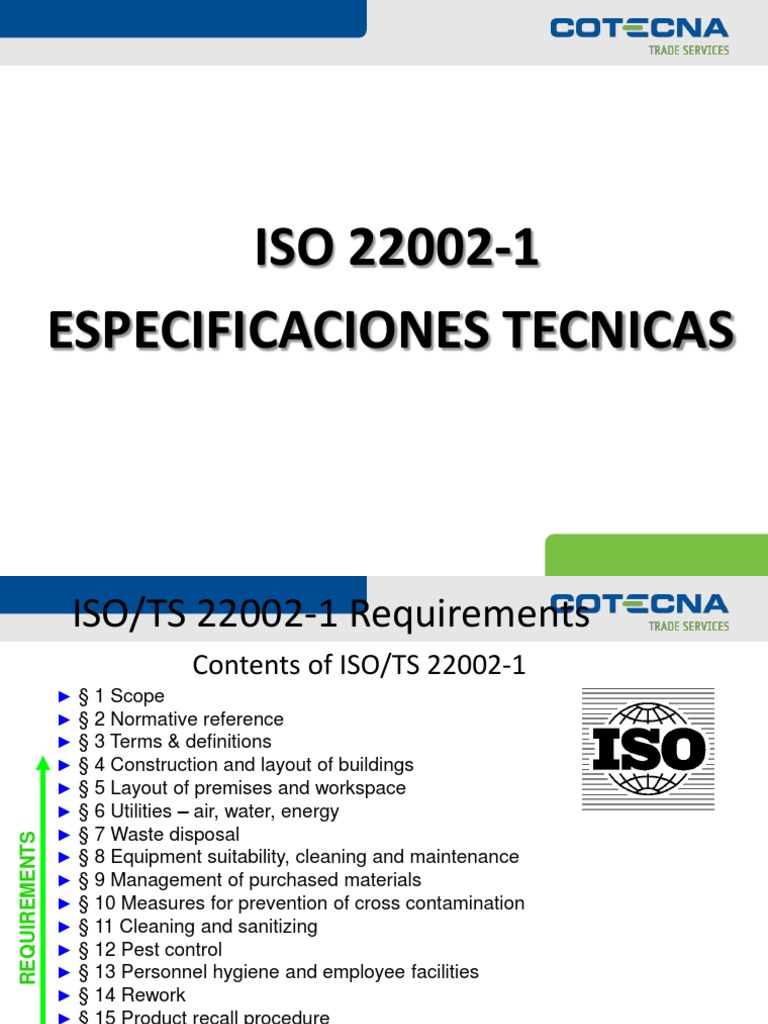 Requisitos de ISO 22002-1 para Seguridad Alimentaria | PDF | Agua ...