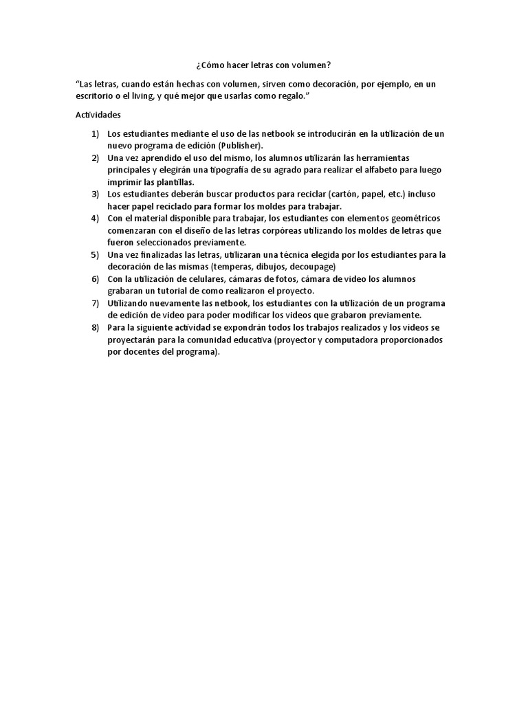 Cómo Hacer Letras Con Volumen | PDF