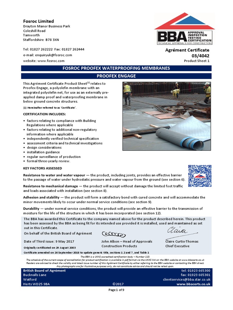 Fosroc Proofex Waterproofing Membranes Proofex Engage | PDF | Concrete ...