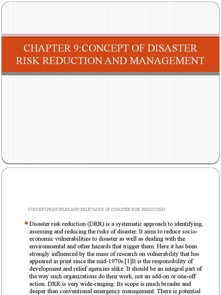 Chapter 9 Concept of Disaster Risk Reduction and Management | PDF ...