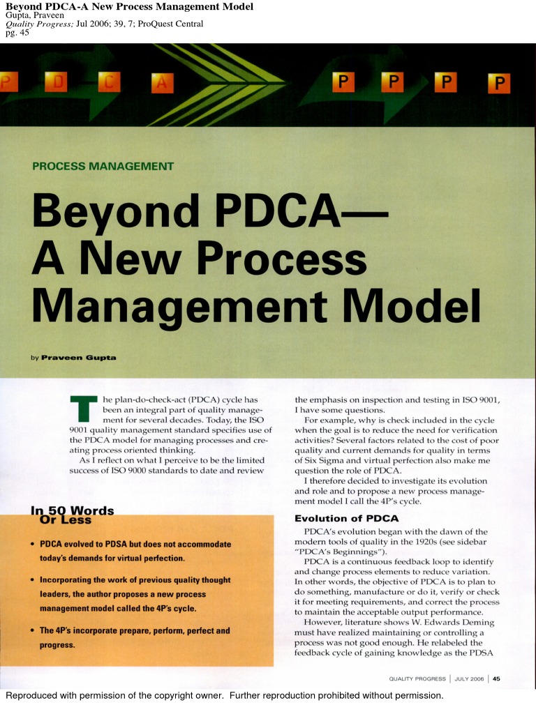 Beyond PDCA-A New Process Management Model | PDF | Self-Improvement