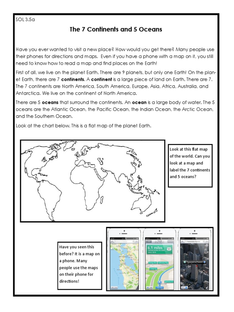 The 7 Continents and 5 Oceans | PDF | Continent | Oceans