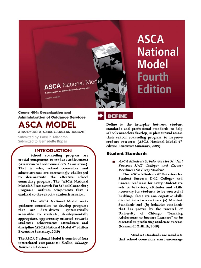 ASCA Model Written Report | PDF | School Counselor | Educational Assessment