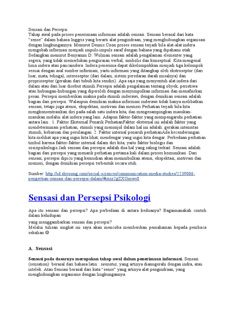Sensasi Dan Persepsi | PDF