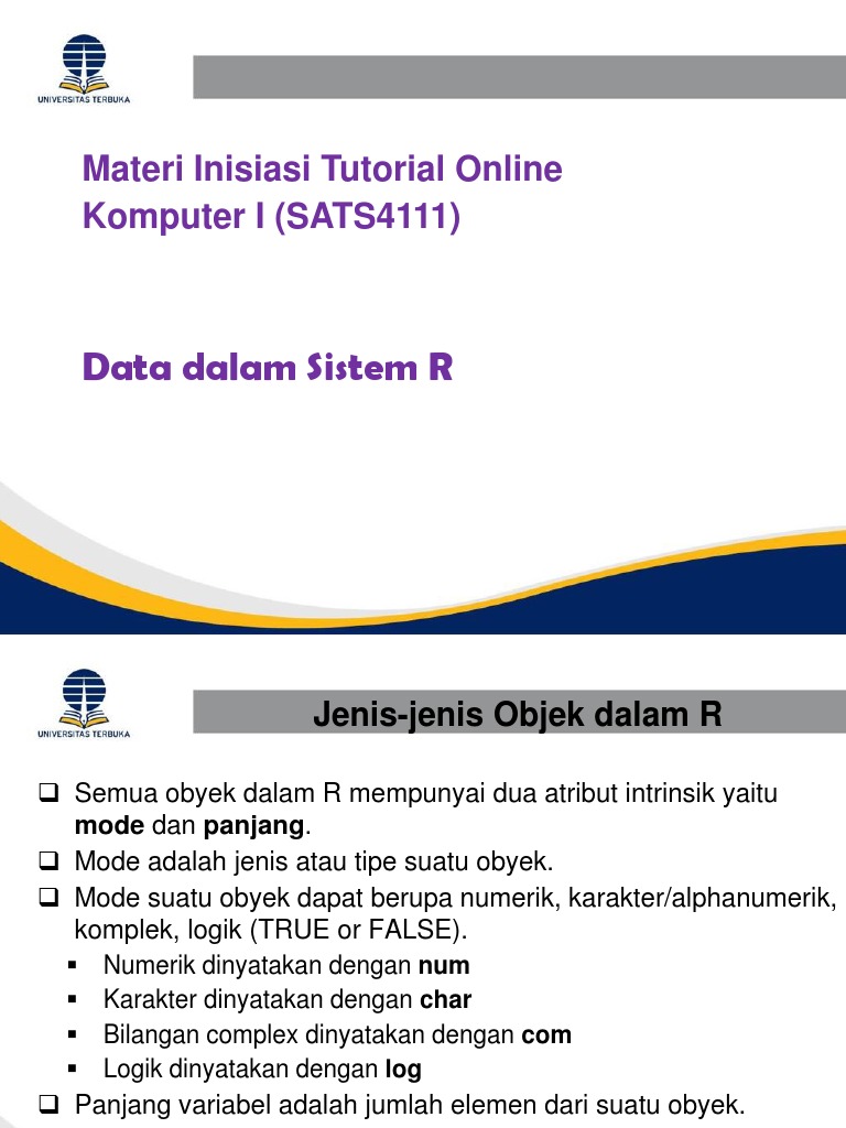 Materi 2 - Data Dalam Sistem R | PDF