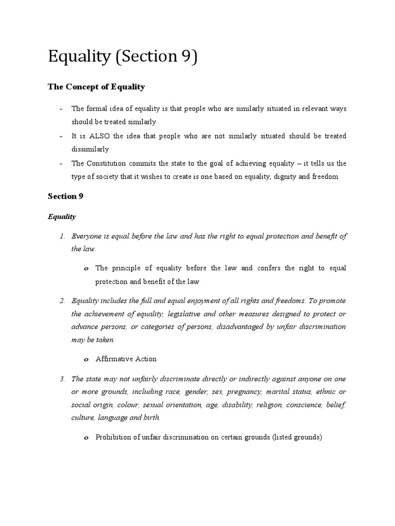 6) Section 9 Equality | PDF | Equal Opportunity | Discrimination