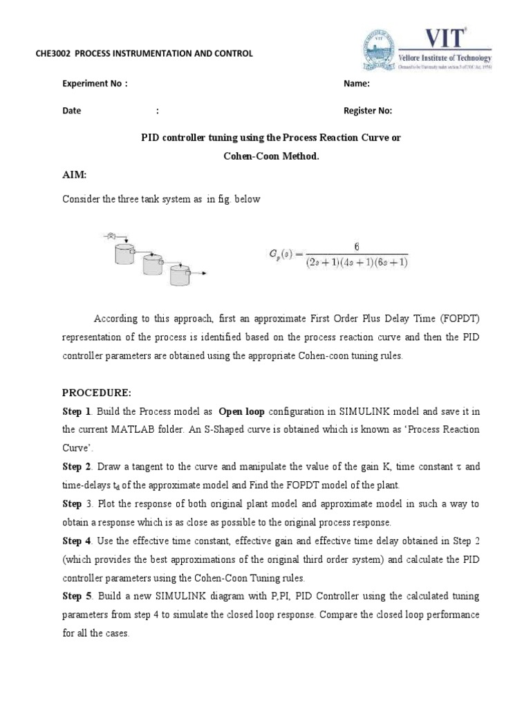 EXP-9 Cohen and Coon Tuning Method | PDF | Control Theory | Systems Science