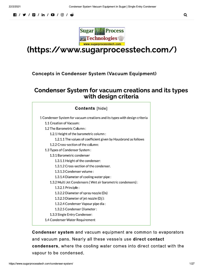 Concepts in Condenser System (Vacuum Equipment) | PDF