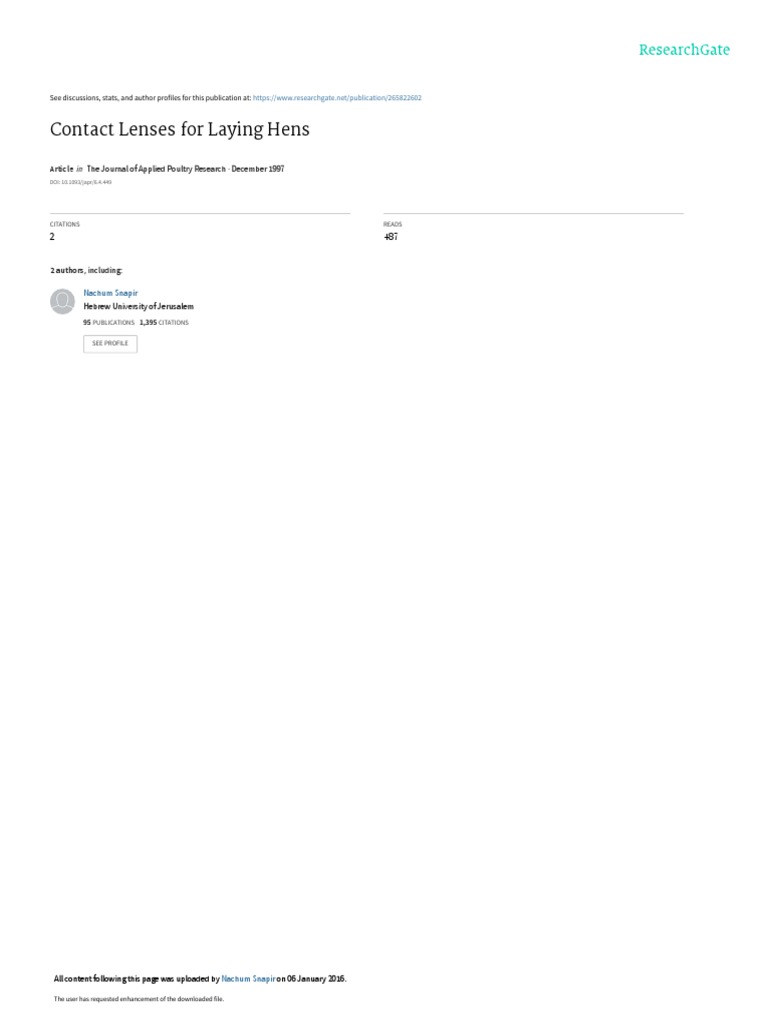 Contact Lenses For Laying Hens | PDF | Chicken | Poultry Farming