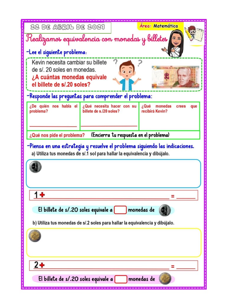 Equivalencias Con Monedas y Billetes | PDF