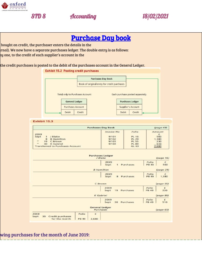 Purchase Day Book: STD 8 Accounting 18/02/2021 | PDF | Business ...