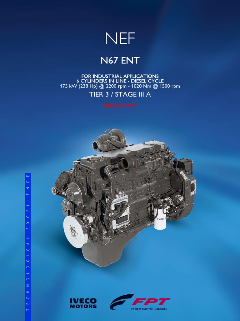 NEF N67 ENT 6 Cylinder In-Line Diesel Engine for Industrial Applications - 175 kW at 2200 rpm ...