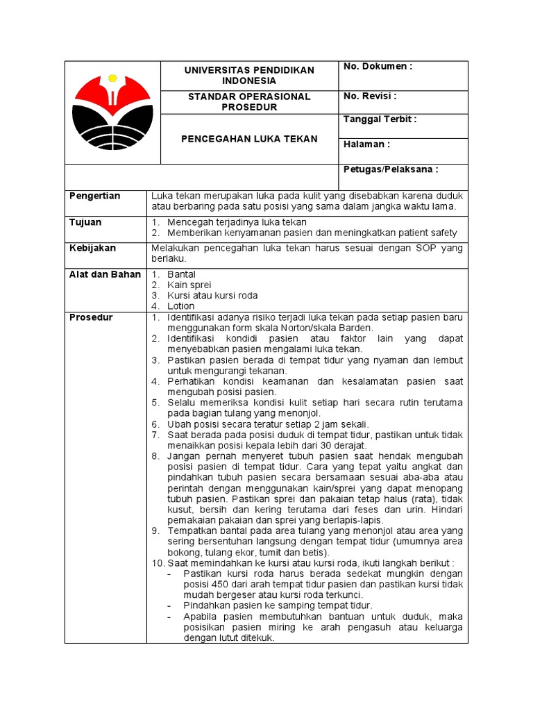 Pipit Pitriani - SOP - Pencegahan Luka Tekan | PDF | Pengembangan Diri | Kesehatan Holistik
