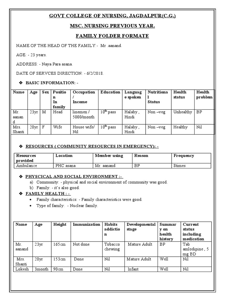 Family Folder Formate Pdf Therapy Health Care