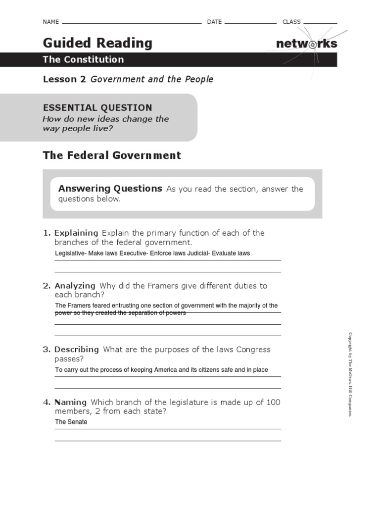 Guided Reading Government and The People | PDF | Federal Government Of ...