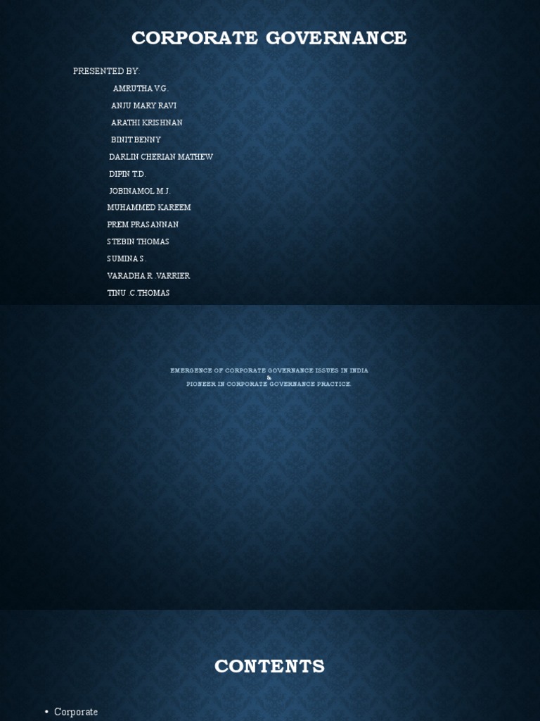 CORPORATE GOVERNANCE ppt-1 | PDF | Corporate Governance | Governance