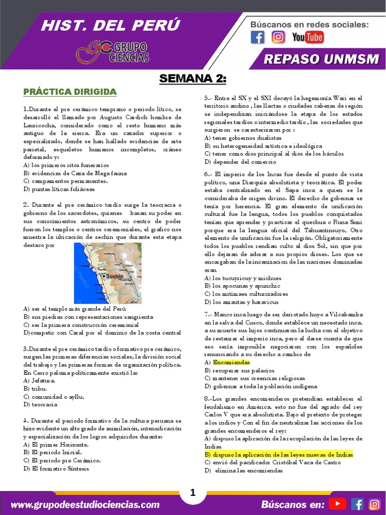 HISTORIA DEL PERÚ Temas de Preceramico y Ceramico | PDF | Imperio Inca ...