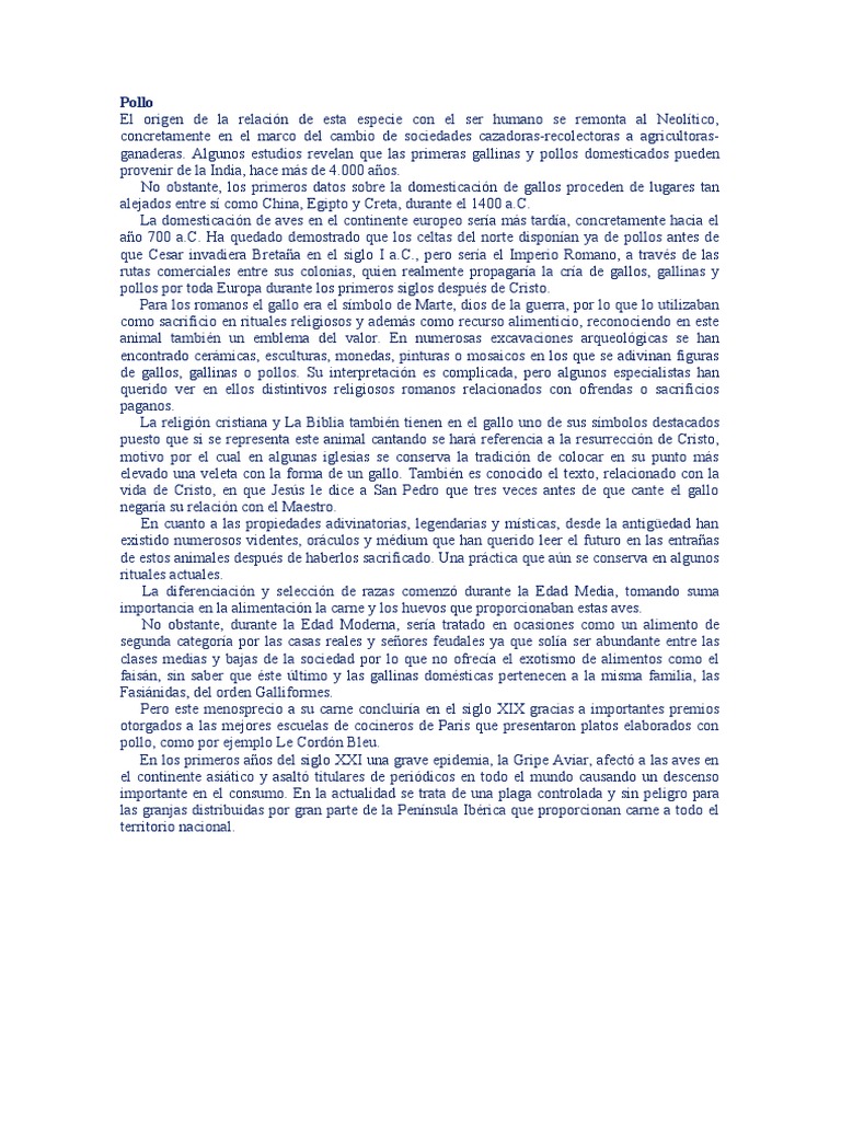 Origen y evolución del pollo | PDF | Domesticación | Carne